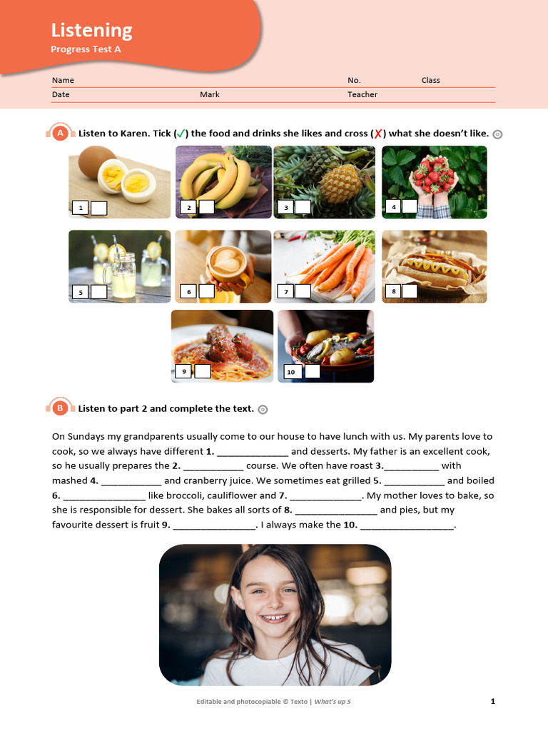 Food and Family Listening Activities | PDF | Lunch | Meal