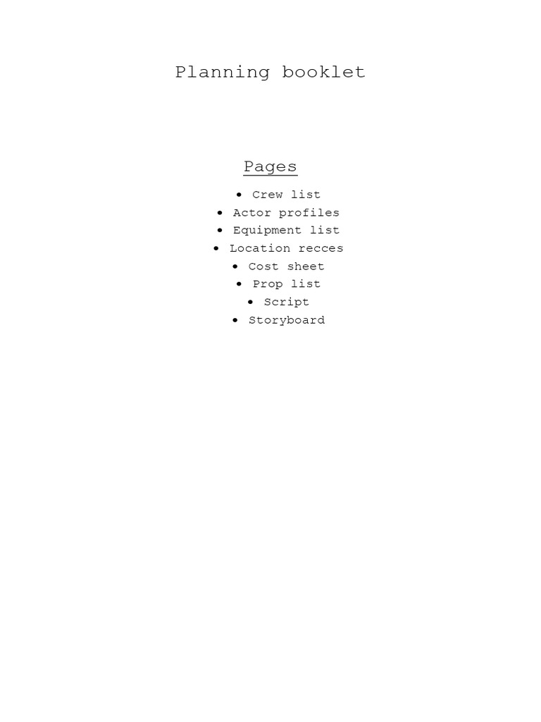 Planning Booklet | PDF