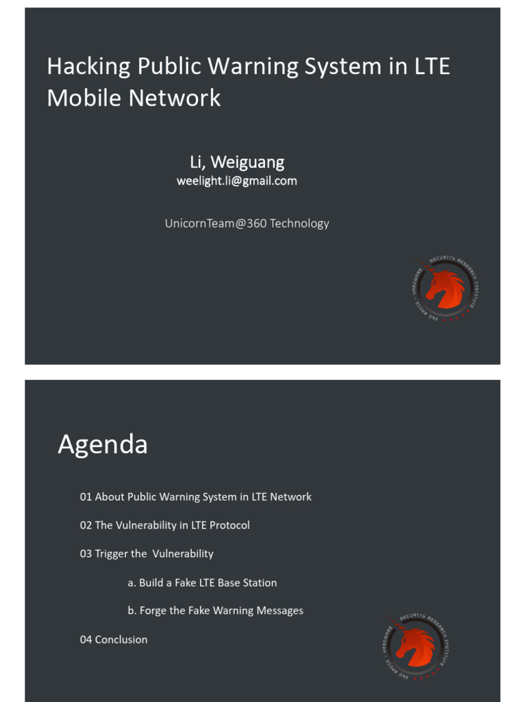 HAXPO D1 - Hacking LTE Public Warning Systems - Weiguang Li | PDF | Lte ...