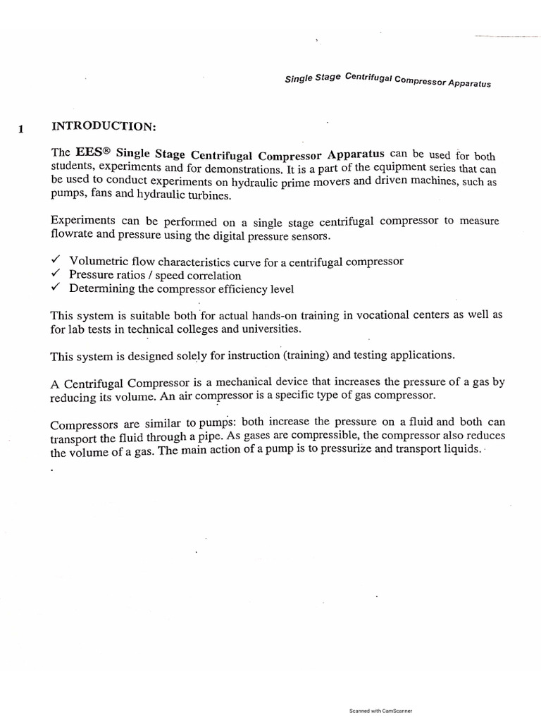 Single Stage Centrifugal Compressor Apparatus | PDF