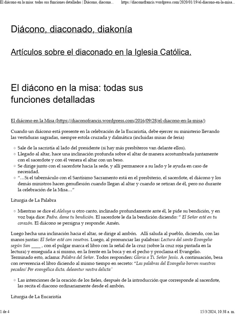 Diácono, Diaconado, Diakonía - Todas Sus Funciones Detalladas | PDF ...