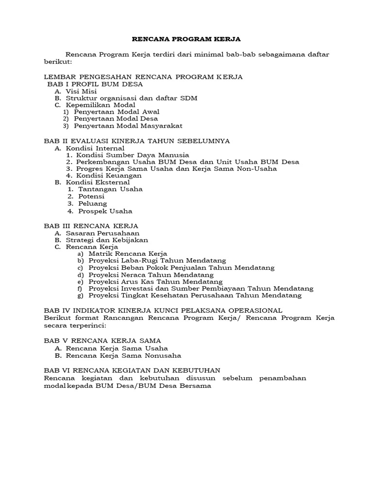 Rencana Program Kerja Bumdes 10072022 | PDF | Pengelolaan Keuangan & Uang