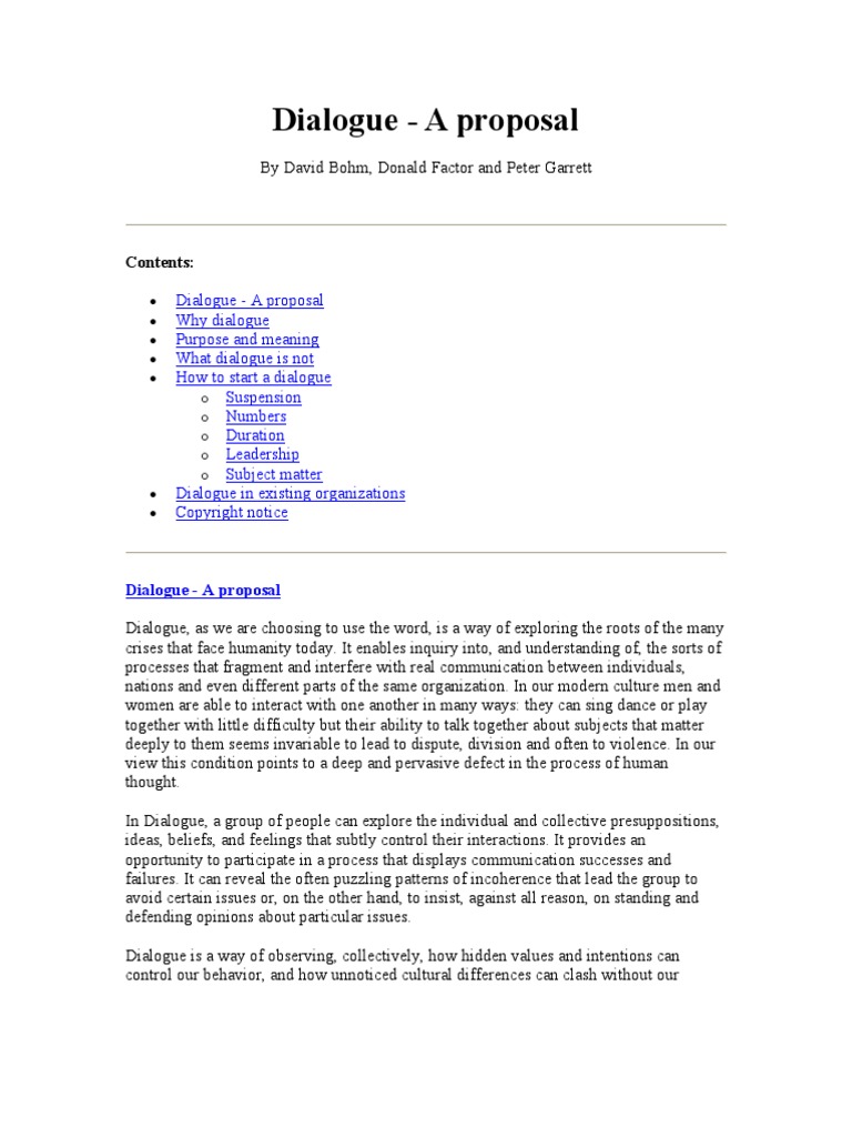 Dialogue A Proposal | PDF | Thought | Attention