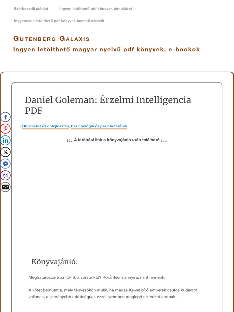 4-Daniel Goleman - Érzelmi Intelligencia PDF - Gutenberg Galaxis | PDF