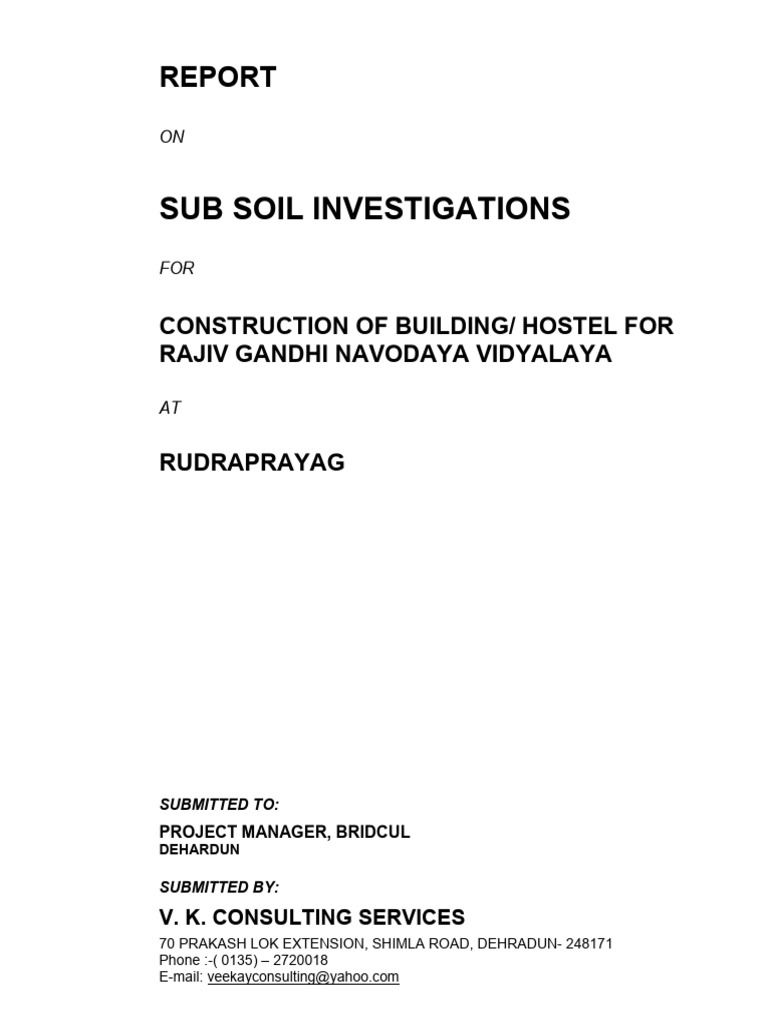 Soil Investigation Report for RGNV Rudraprayag | PDF
