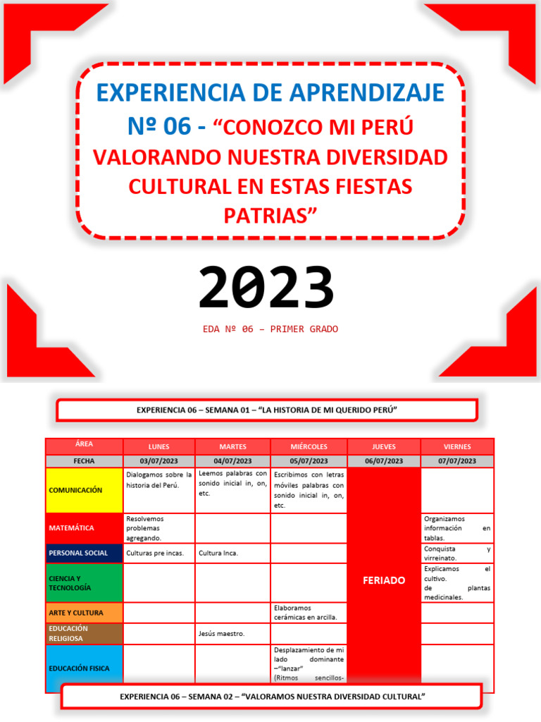 Experiencia de Aprendizaje: Diversidad Cultural Peruana | PDF | Perú ...