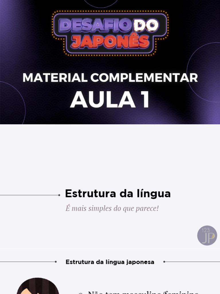 Desafio Do Japonês 2024 - Material Complementar - Aula 1 | Download grátis PDF | Sílaba ...