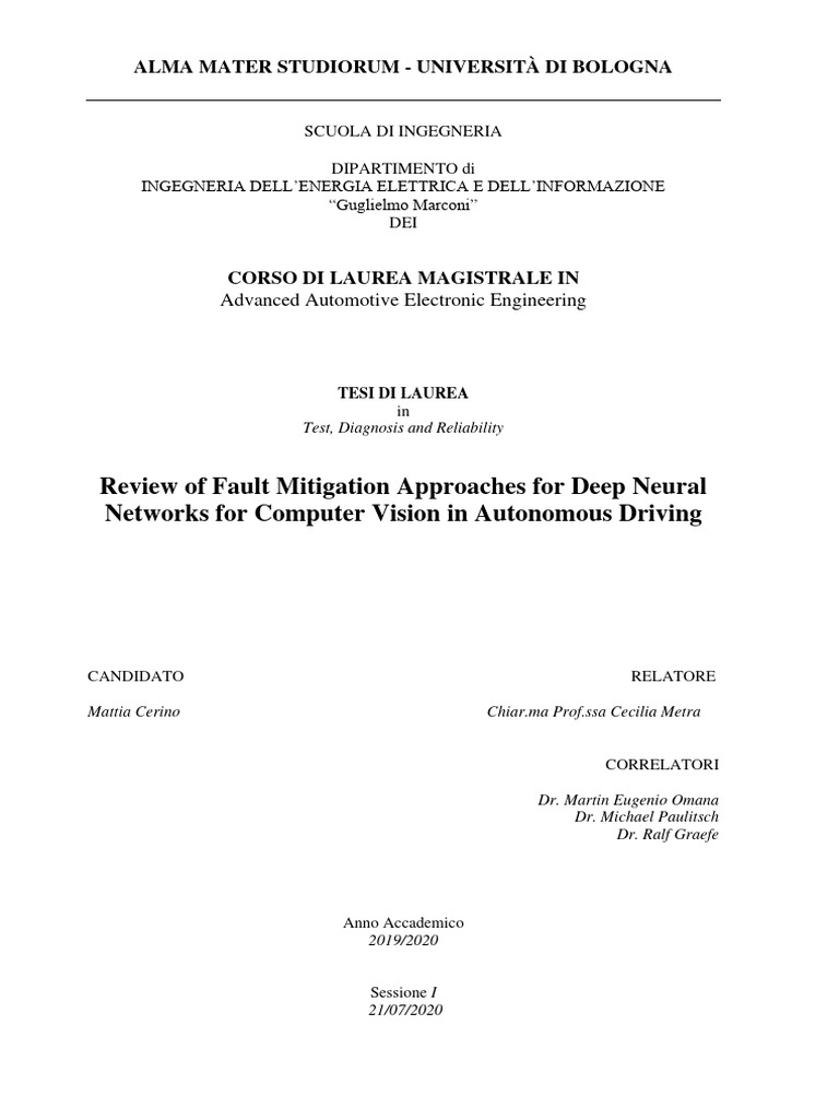 Review Of Fault Mitigation Approaches For Deep Neural Networks For Computer Vision In Autonomous