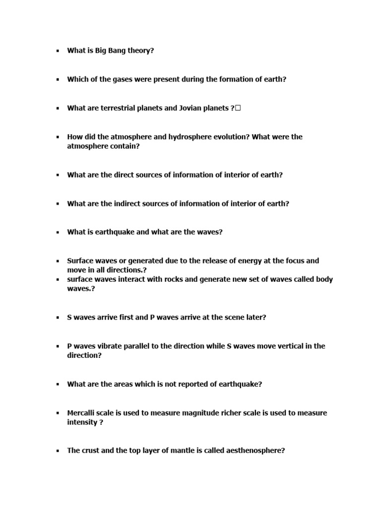 Geography Questions Revision | PDF | Rock (Geology) | Redshift