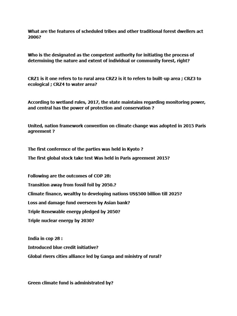 Environment Questions Revision | Download Free PDF | Carbon ...