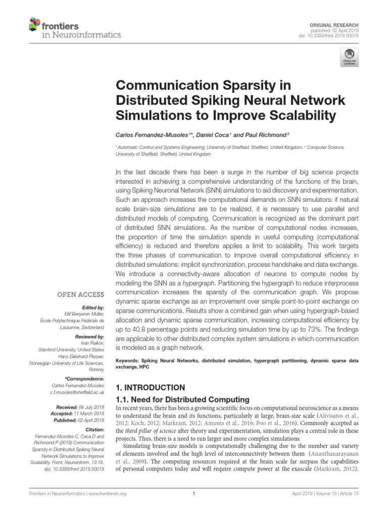 Communication Sparsity in Distributed Spiking Neural Network Simulations To Improve Scalability ...