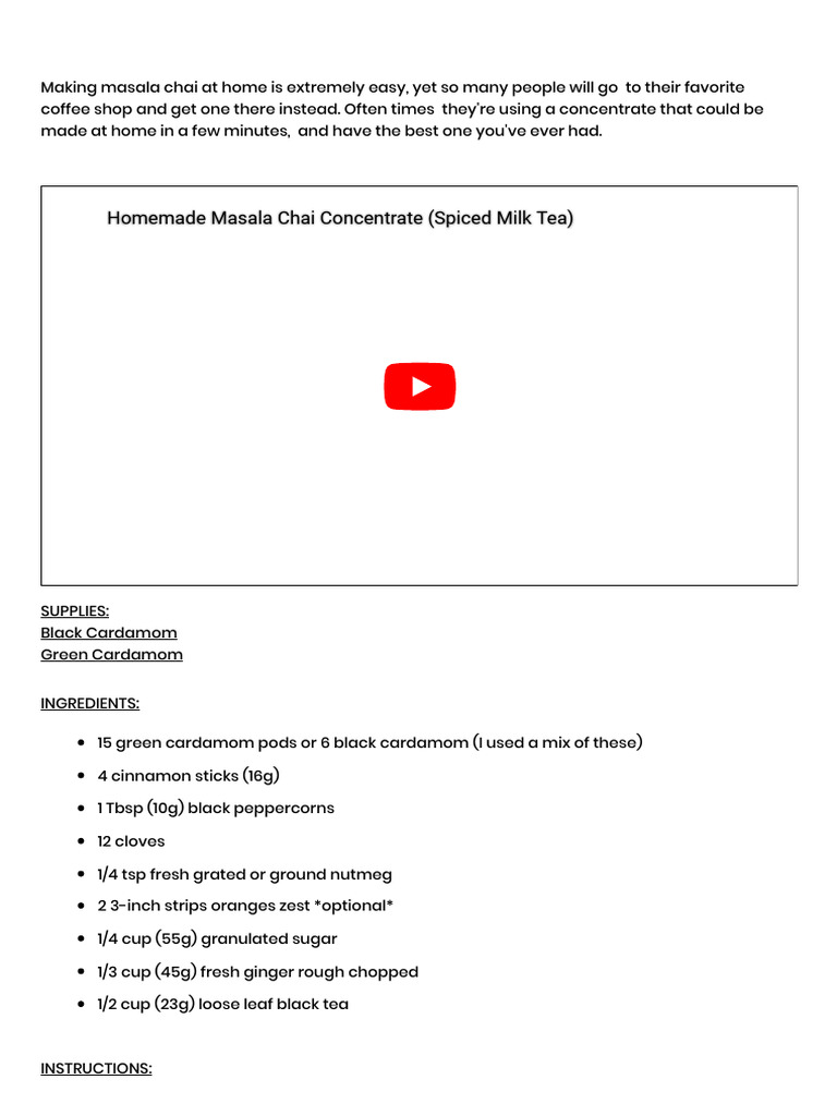 Masala Chai Concentrate | PDF