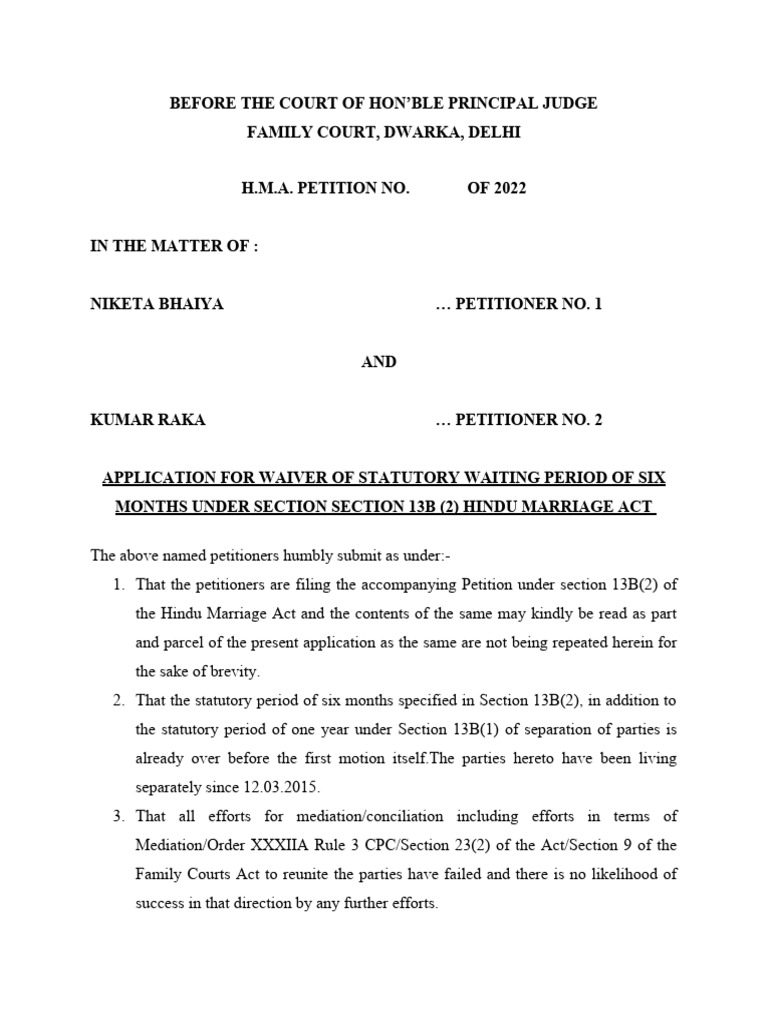 waiver application | PDF | Affidavit | Common Law