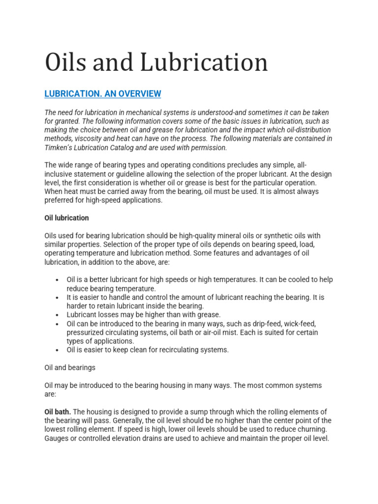 Oils & Lubrication | PDF | Bearing (Mechanical) | Lubricant