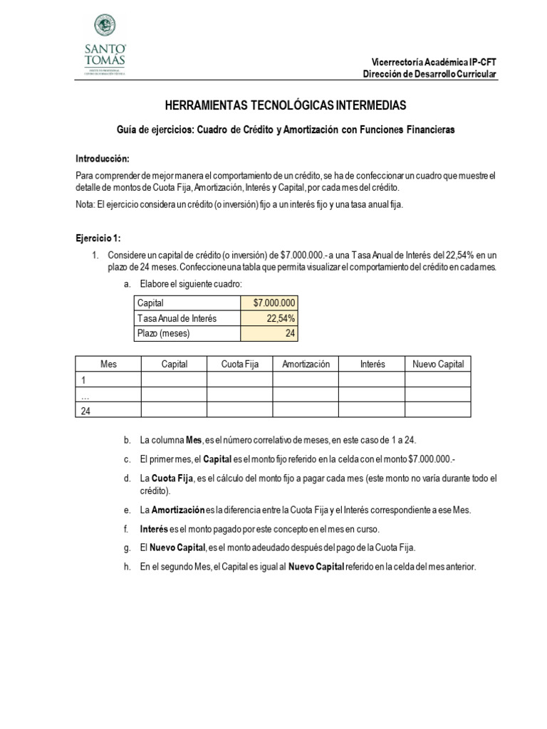 Guía de Ejercicios de Crédito y Amortización | PDF | Crédito | Finanzas ...