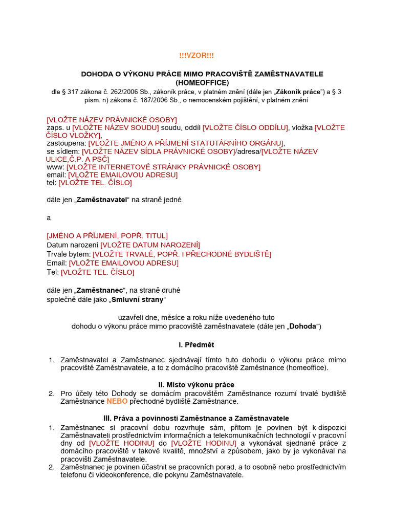 vzor-dohody-na-homeoffice-1 | PDF