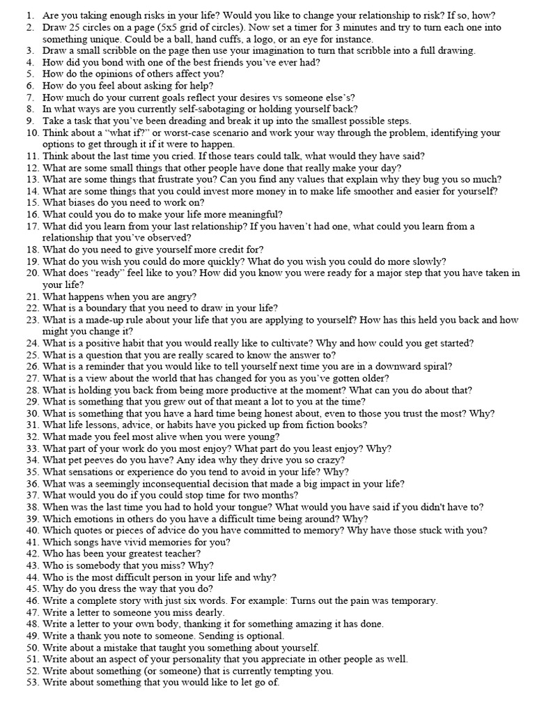 Journal Prompts | PDF | Psychology | Behavioural Sciences