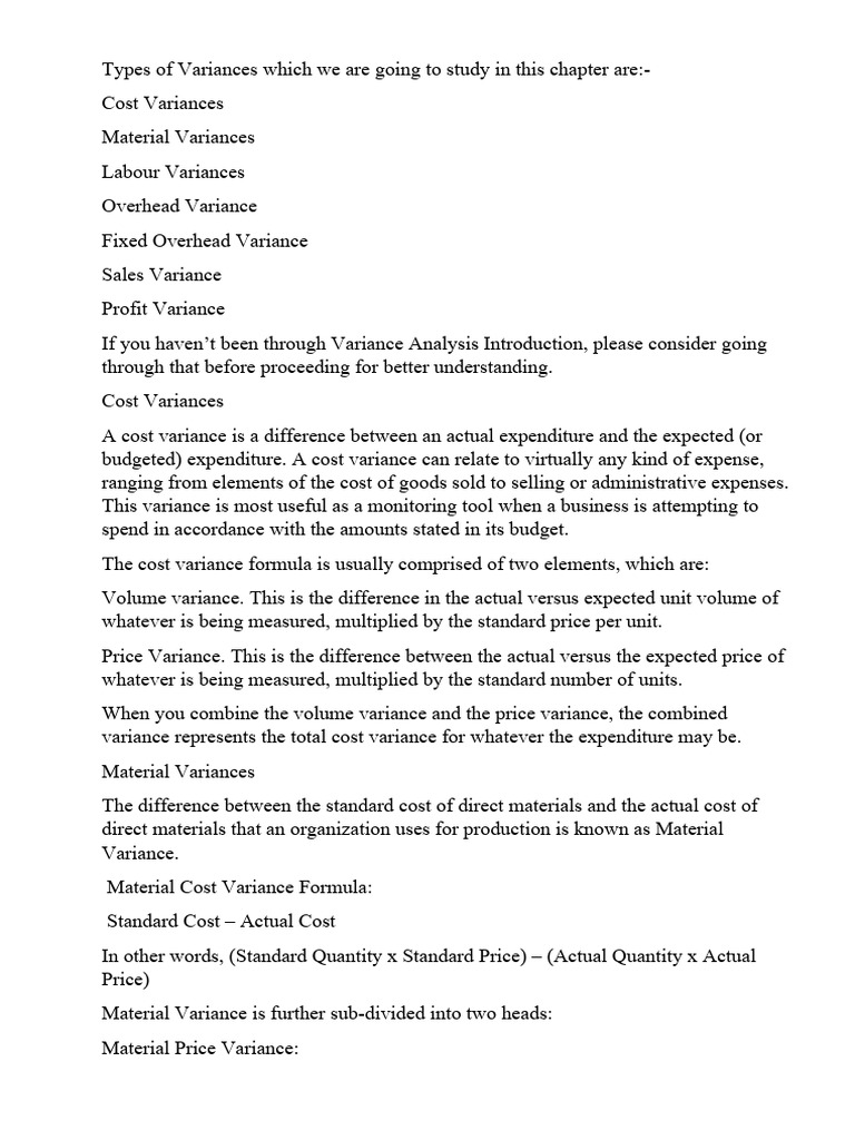Lecture 8 Variances in Management Controlling | Download Free PDF ...