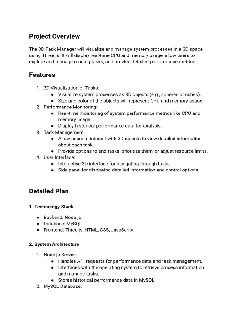 3D Interactive Task Manager and Performance Monitor | Download Free PDF ...