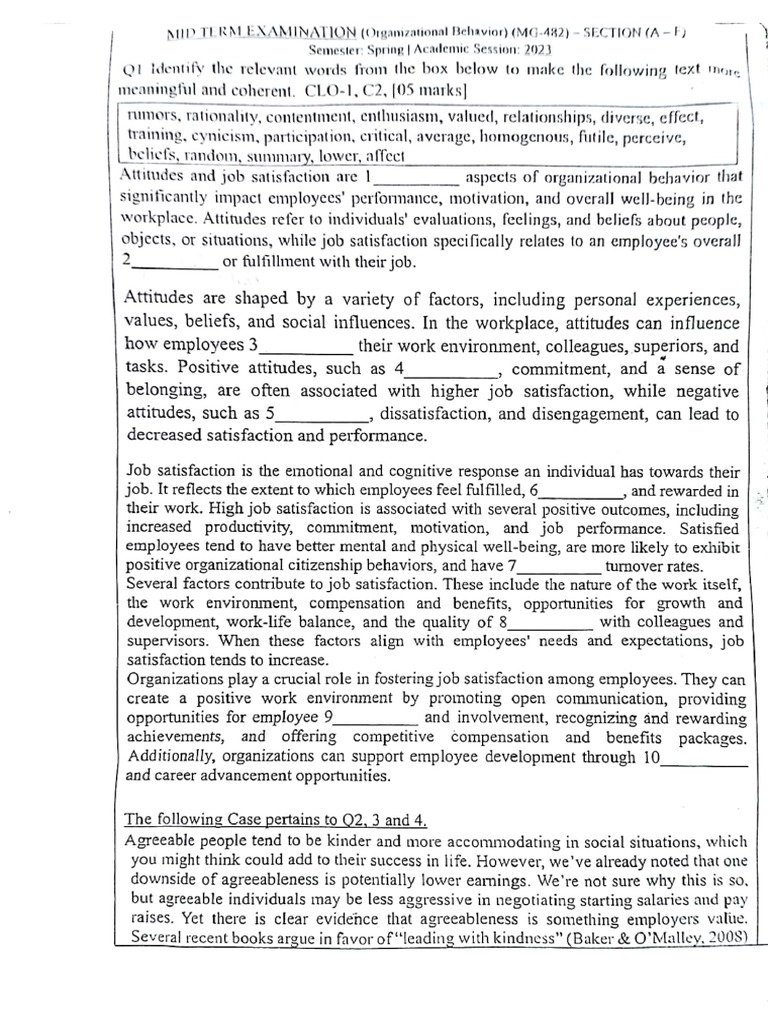 OBE Mid Paper 2023 | PDF