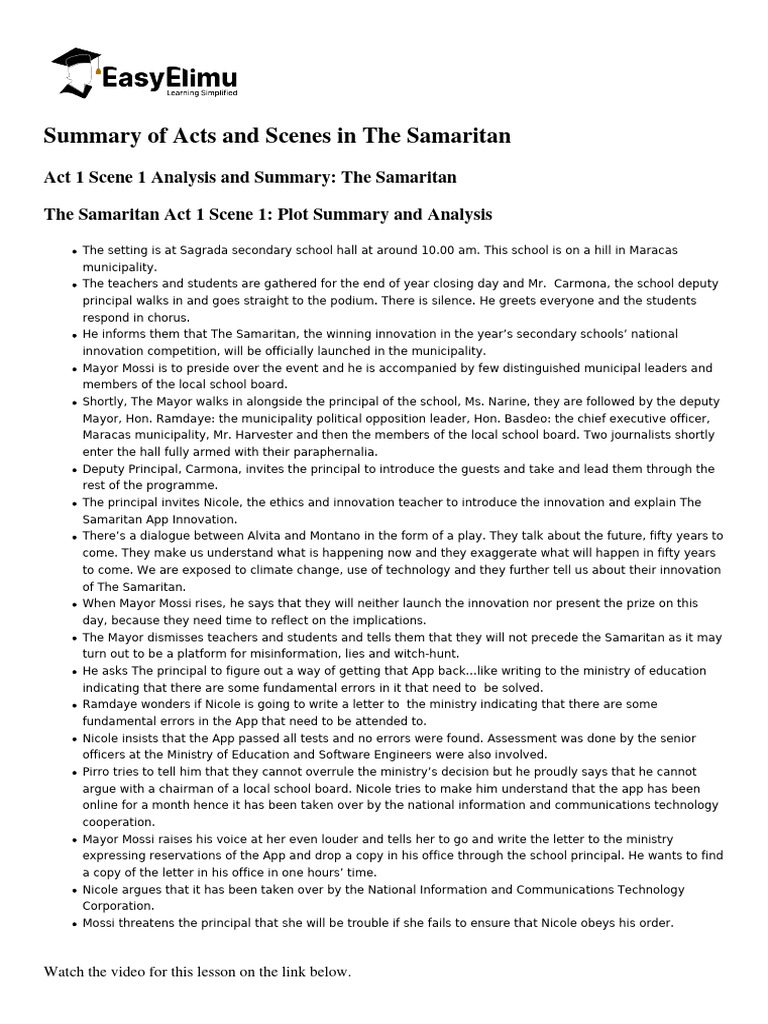 Summary of Acts and Scenes in The Samaritan-140 | PDF | Arrest