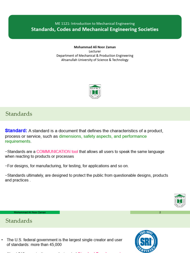Introduction to Mechanical Engineering Standards | PDF ...