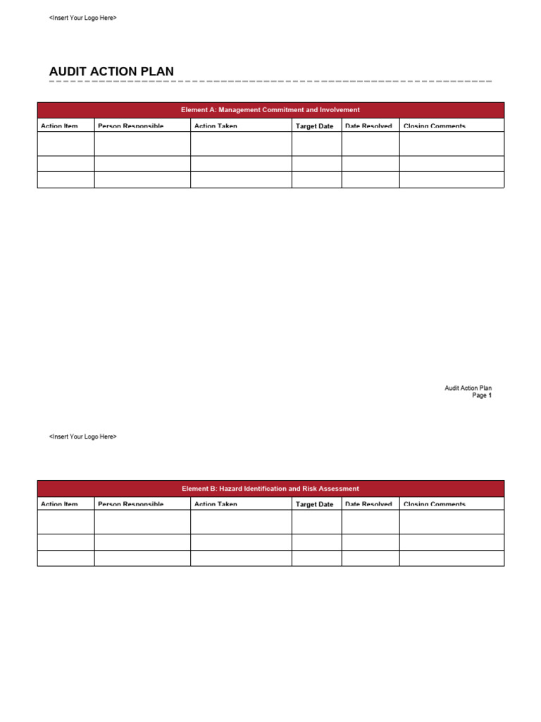 Audit Action Plan - Template | Download Free PDF | Hazards | Labor Relations