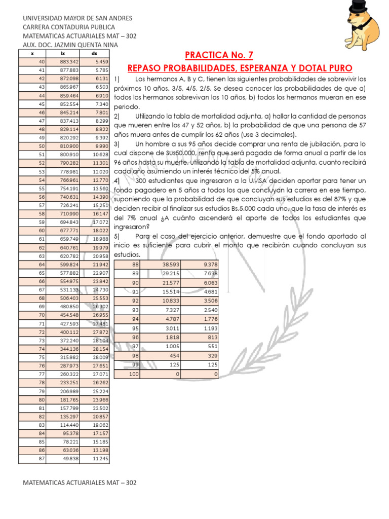 Probabilidades y Cálculos Actuariales | PDF