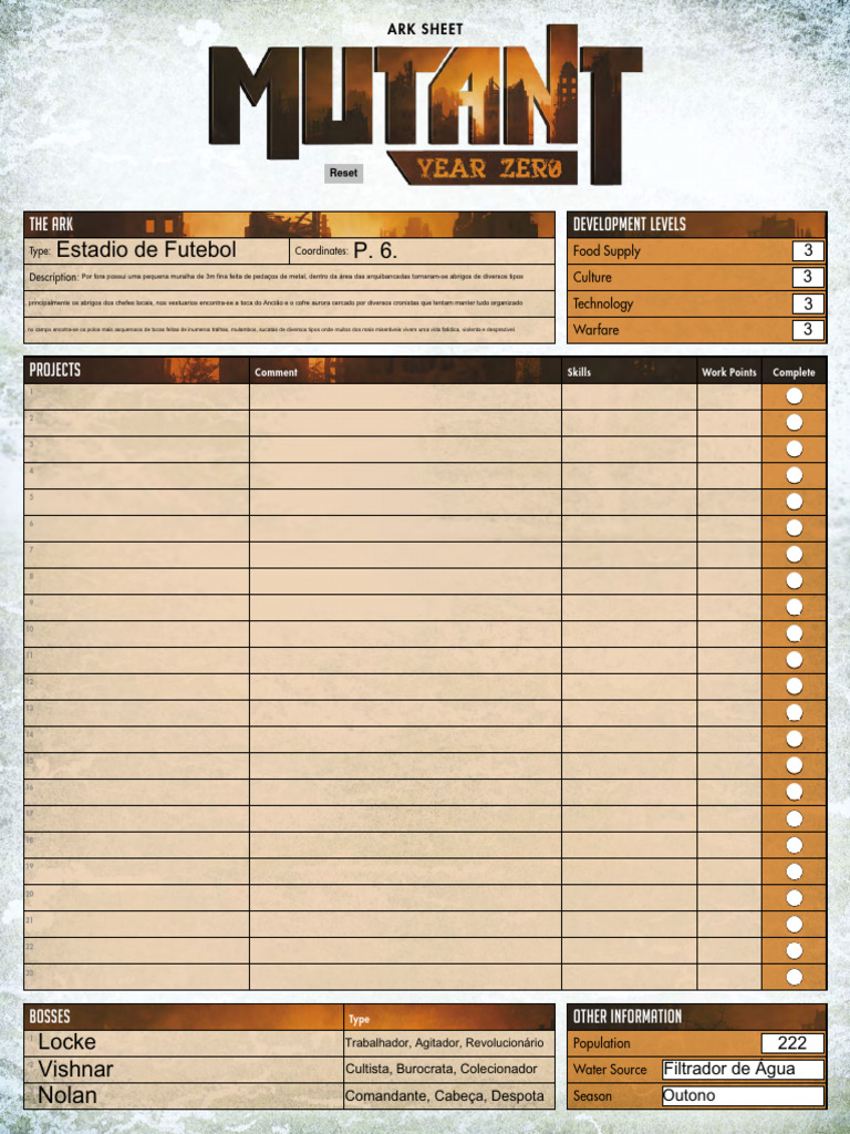 MYZ Ark Sheet Fillable | PDF