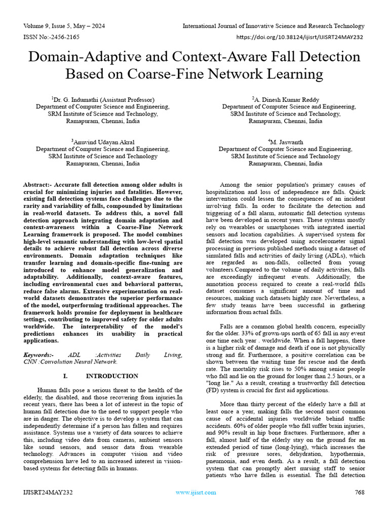 Domain-Adaptive and Context-Aware Fall Detection Based On Coarse-Fine Network Learning | PDF ...
