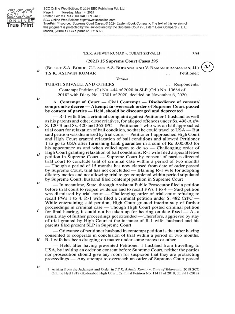 TP 2021 15 SCC 395 400 Advlegalteam Gmailcom 20240514 131831 1 6 | PDF | Justice | Crime & Violence