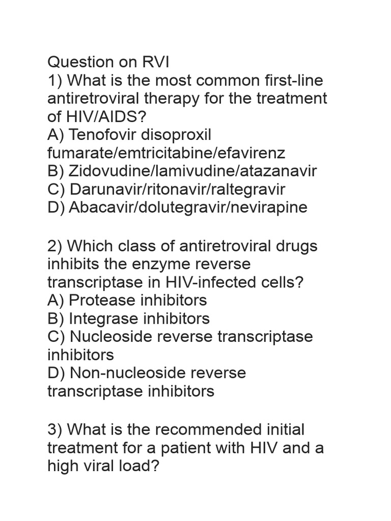RVI Quiz | PDF | Management Of Hiv/Aids | Hiv