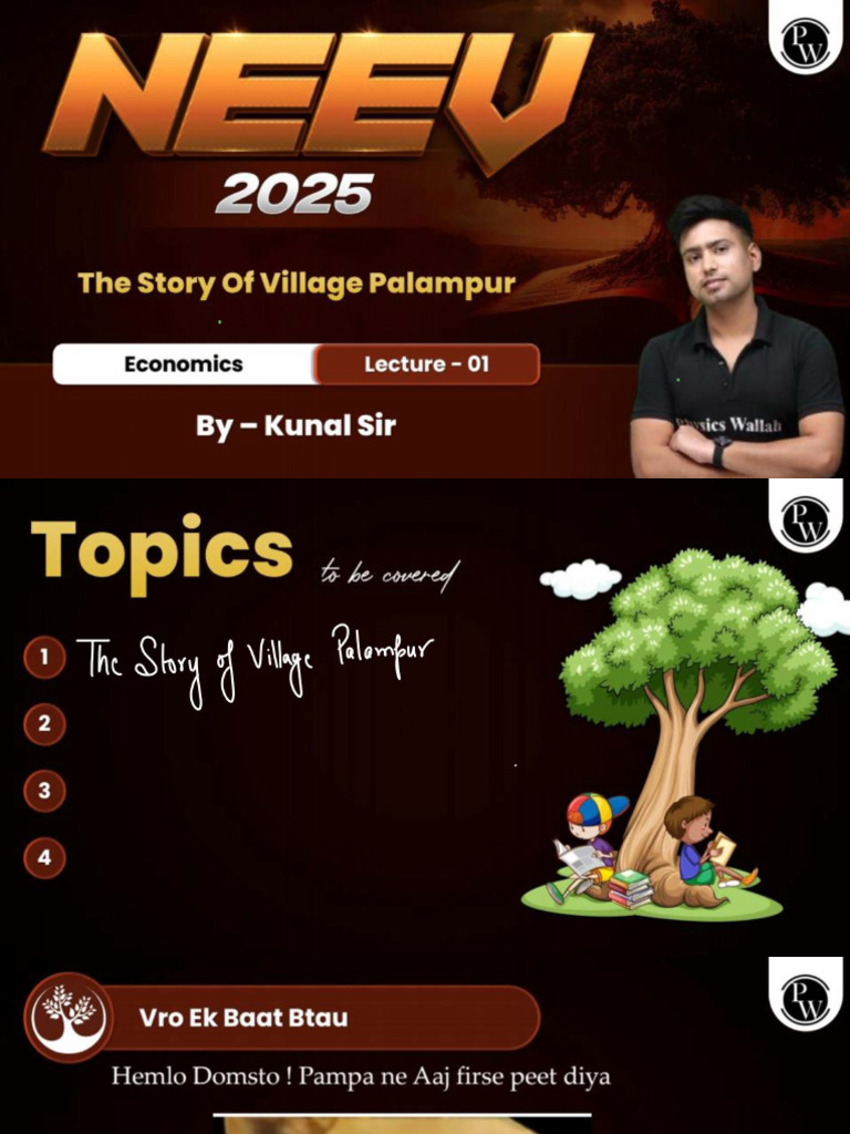 Economics The Story of Village Palampur 01 Class Notes Neev 202 | PDF