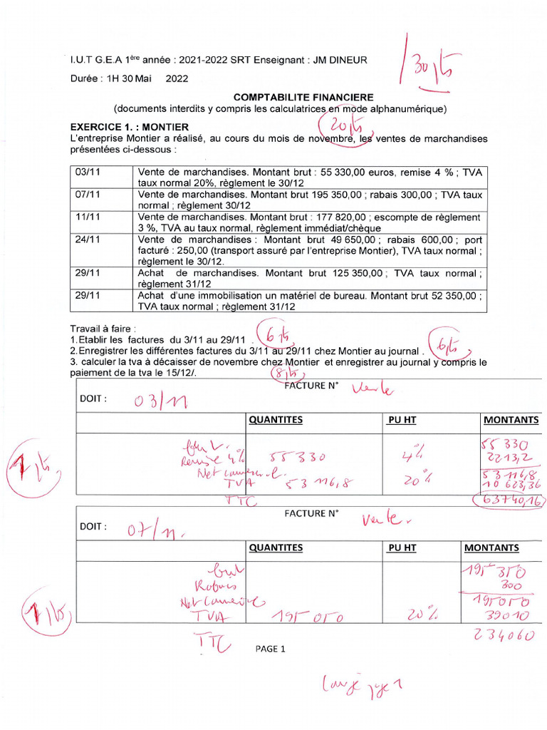 Corrige Devoir 2 Compta | PDF