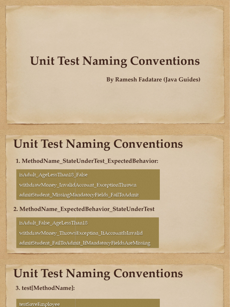 Unit Test Naming Conventions | PDF Unit Test Naming Conventions | PDF