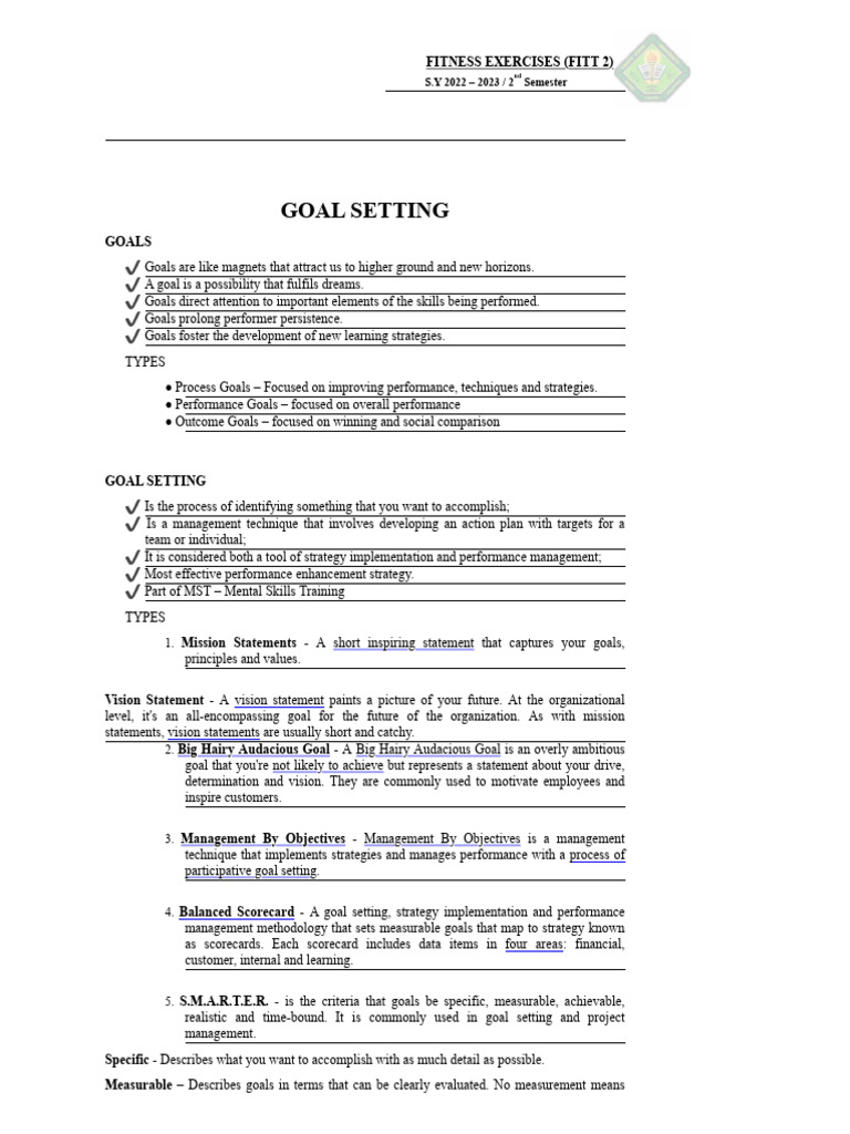 FITT-2-Handouts-4 | PDF | Strength Training | Goal