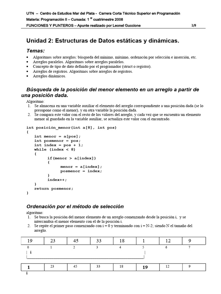 Unidad 2 Estructuras de Datos Estaticas y Dinamicas | Descargar gratis PDF | Puntero ...