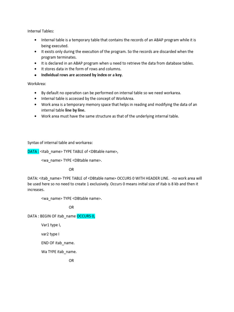 Internal Tables Theory | PDF | Database Index | Computer Engineering Internal Tables Theory | PDF | Database Index | Computer Engineering