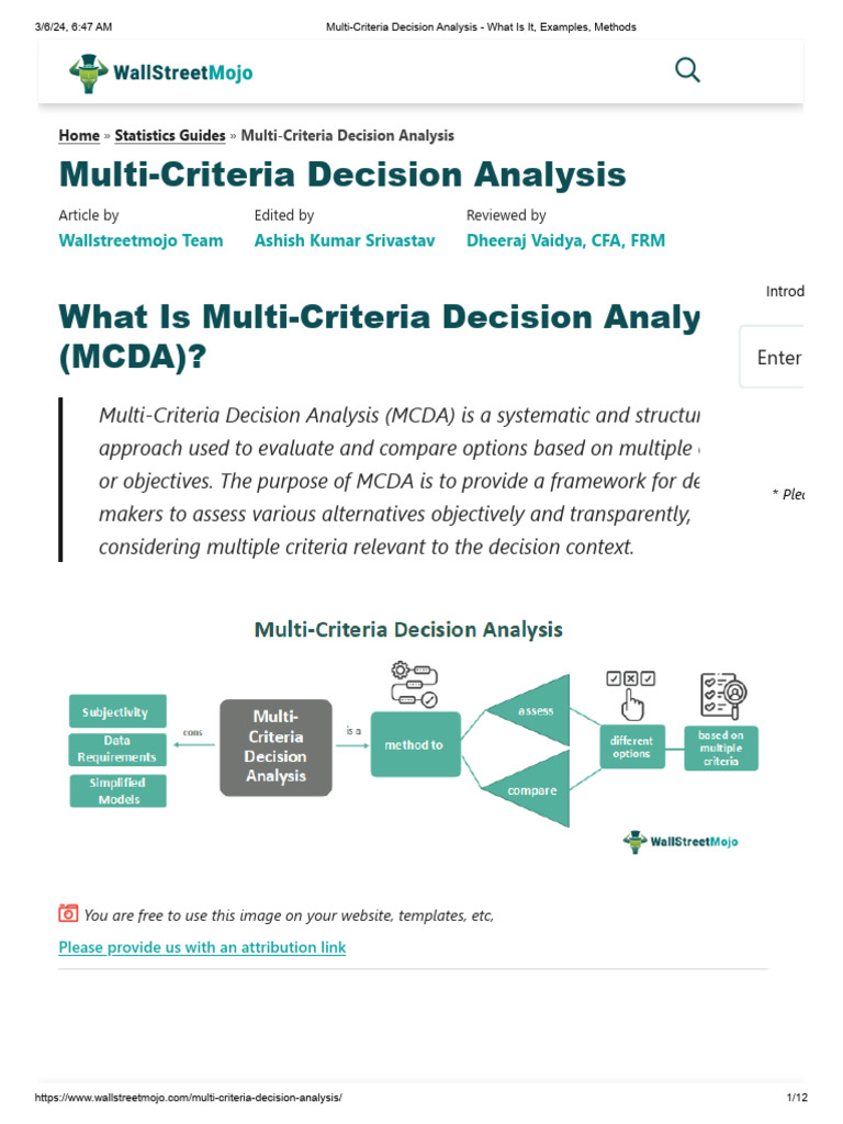 Multi-Criteria Decision Analysis - What Is It, Examples, Methods | PDF | Decision Making ...