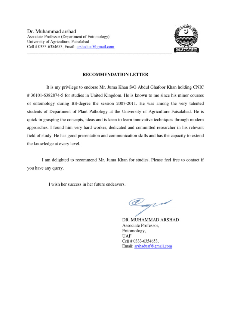 Recommendation Letter | PDF