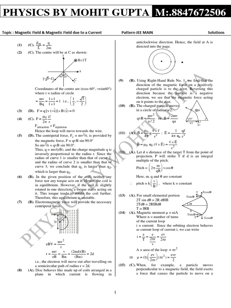 Magnetic Field and Current Dynamics | PDF | Force | Magnetic Field