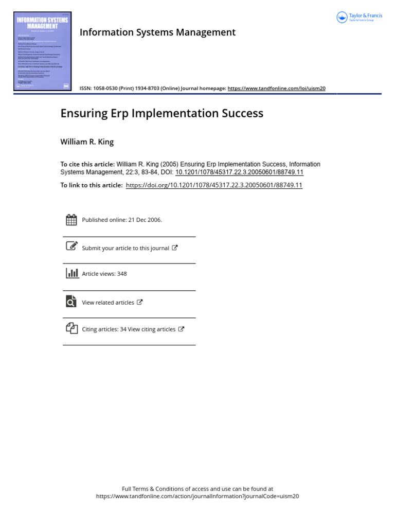 Ensuring Erp Implementation Success | PDF | Enterprise Resource Planning | Customer Relationship ...