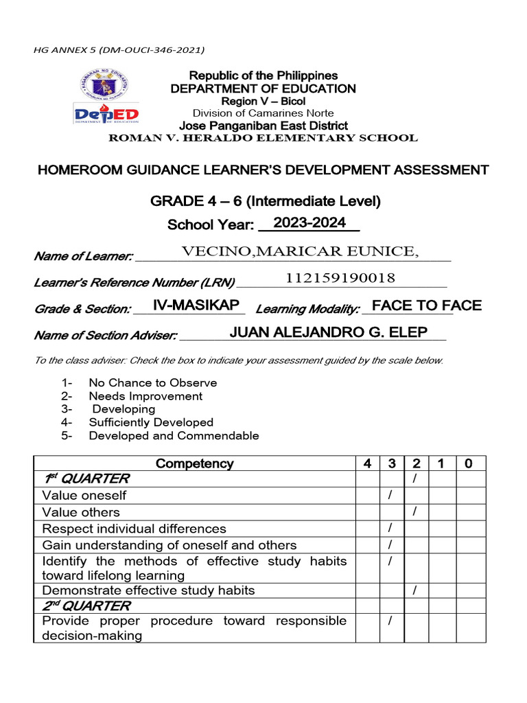 3intermediate G4 6 SF9 HG Assessment Template | PDF | Learning ...