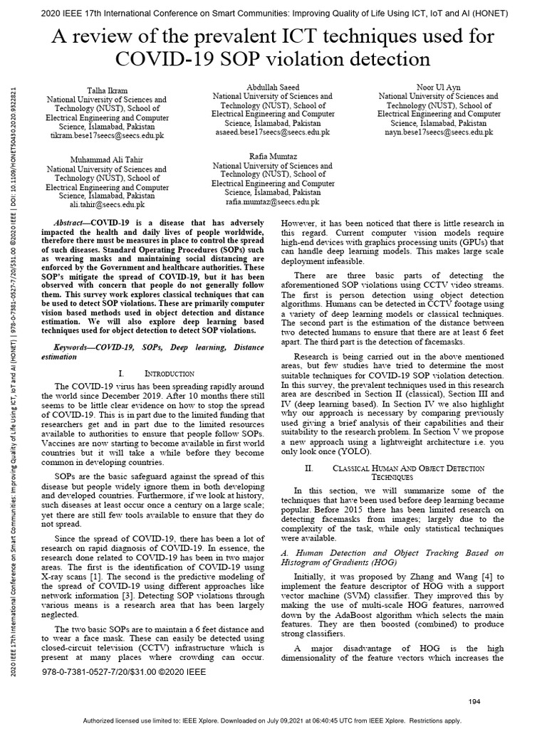Social Distancing Detection Pdf Image Segmentation Deep Learning