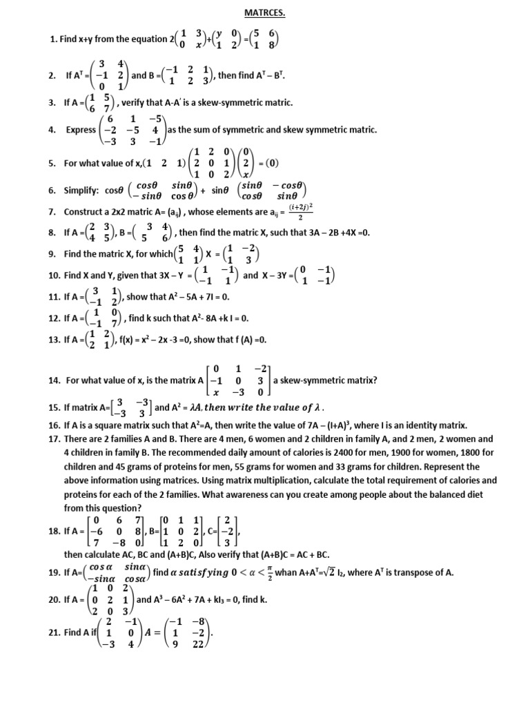 Maths HW 1 | PDF | Matrix (Mathematics) | Linear Algebra