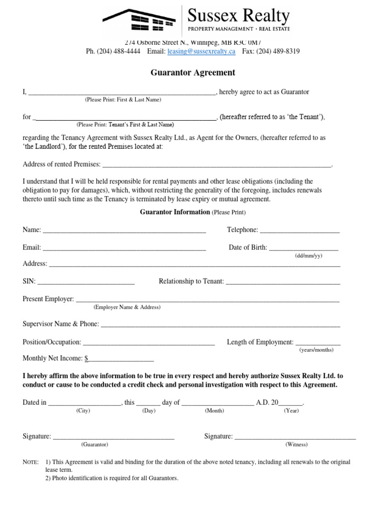 Guarantor Agreement REV 04.2023 | PDF | Leasehold Estate | Lease