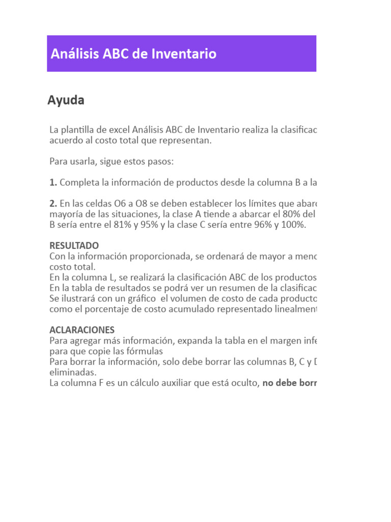 Planilla de Excel Analisis de Ventas Abc | PDF | Logística | Análisis ...