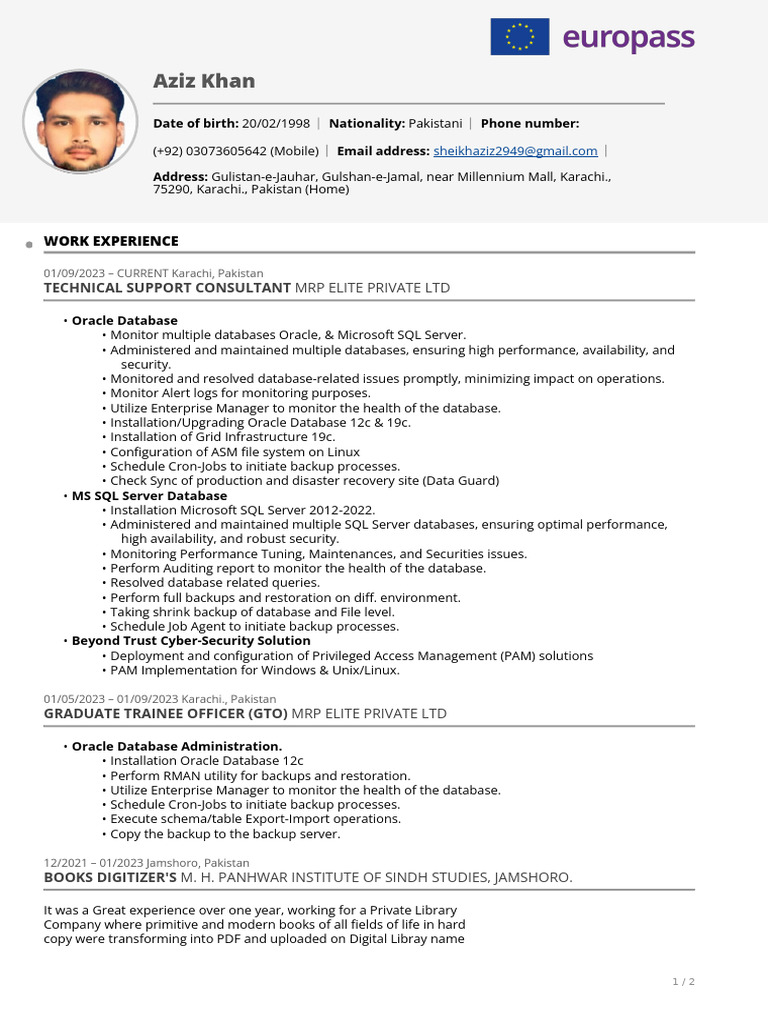 Aziz Sheikh Resume | PDF | Databases | Microsoft Sql Server