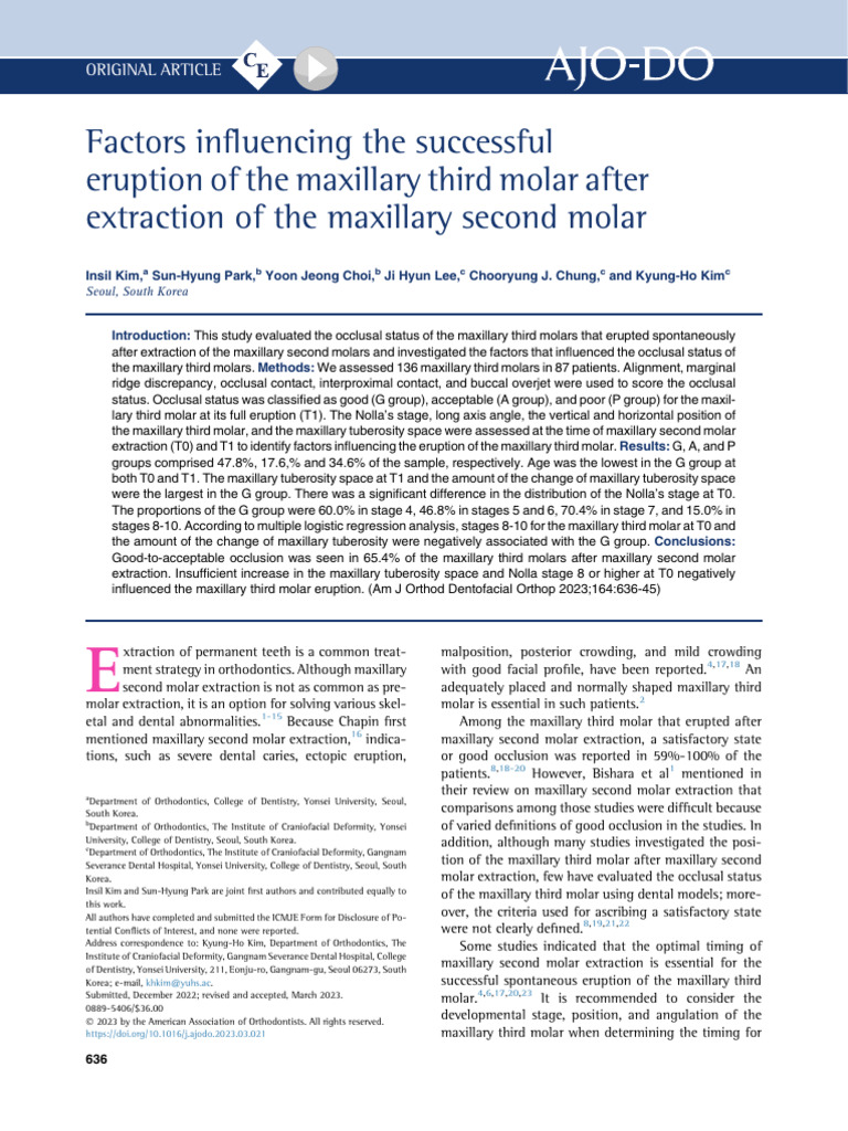 Maxillary Third Molar Eruption Factors | PDF | Tooth | Mouth
