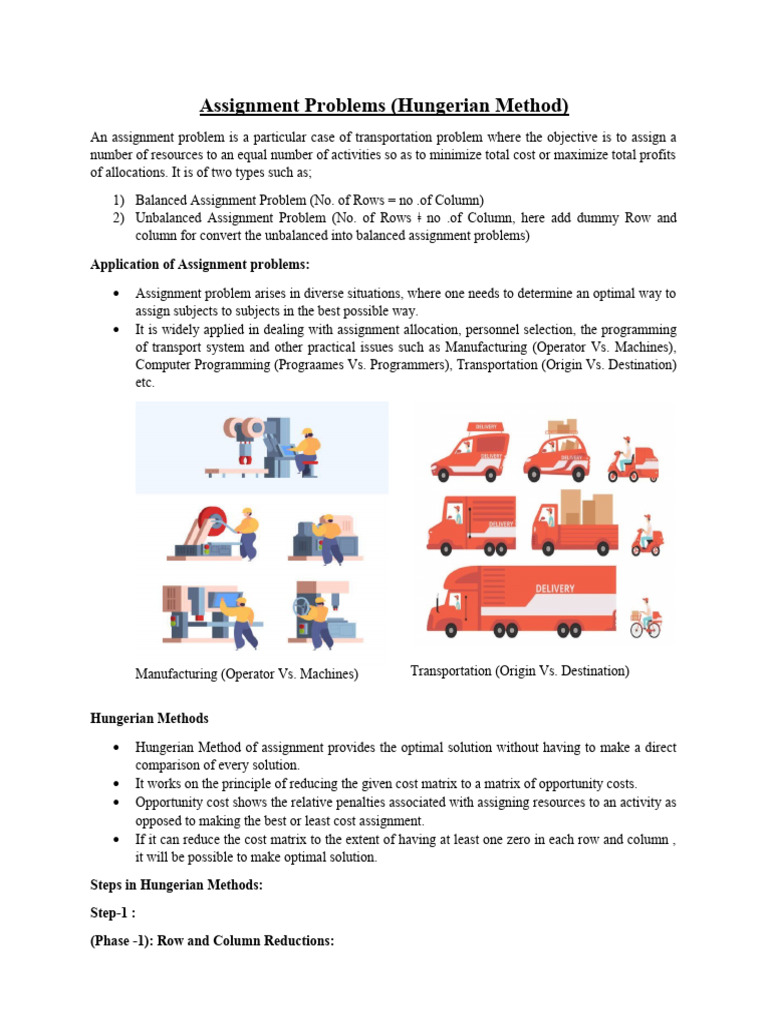 Assignment Problems-Hungerian Methods | PDF | Matrix (Mathematics) | Theoretical Computer Science
